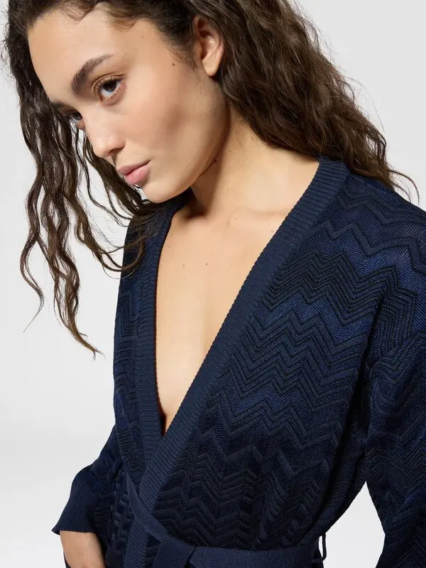 Missoni Zig Zag Viscose And Wool Cardigan With Belt
