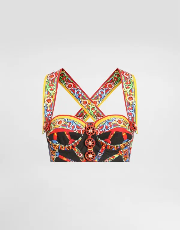 Dolce & Gabbana Carretto-print Poplin Top - Multicolor