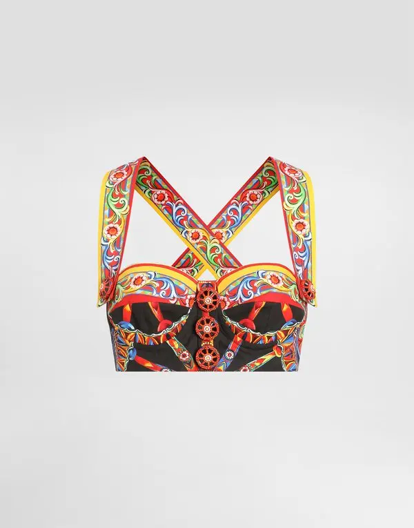 Dolce & Gabbana Carretto-print Poplin Top - Multicolor