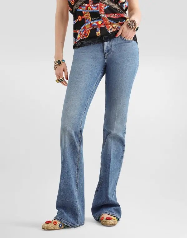 Dolce & Gabbana Multi-colored Flared Denim Trousers
