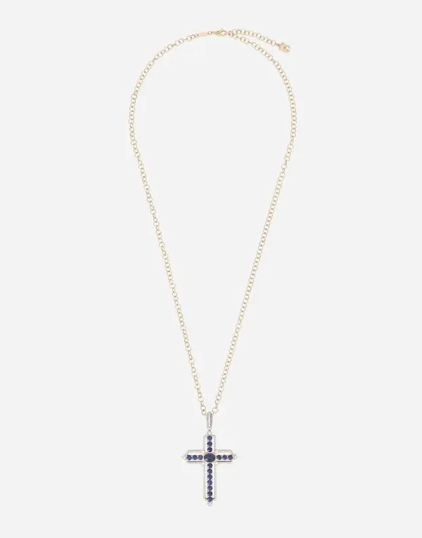 Dolce & Gabbana 18k And White Gold Sapphire And Diamond Cross Pendant Necklace