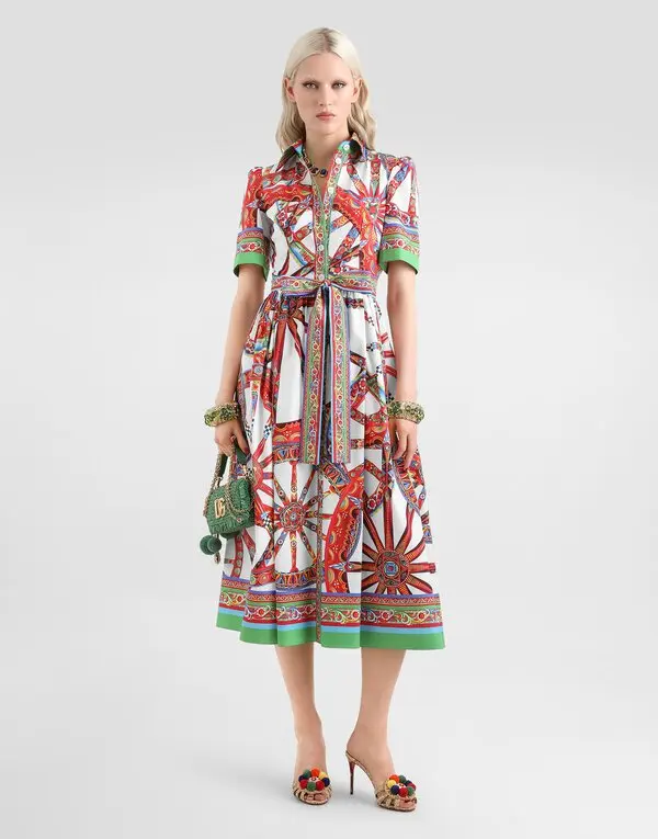 Dolce & Gabbana Carretto-print Poplin Shirt Dress