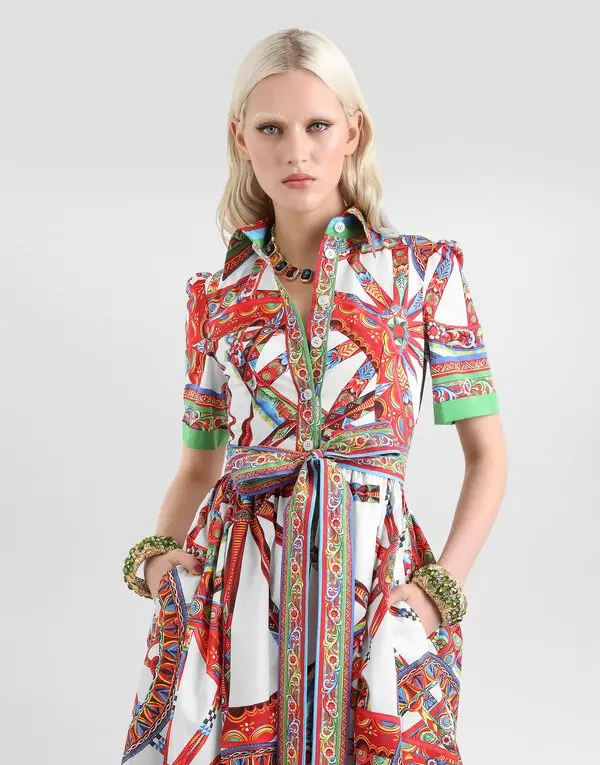 Dolce & Gabbana Carretto-print Poplin Shirt Dress