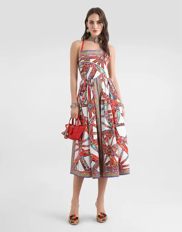 Dolce & Gabbana Carretto-print Poplin Short Dress