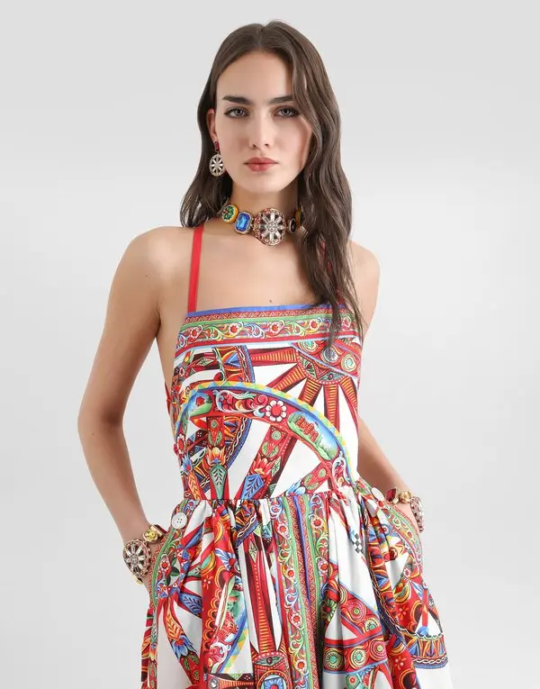 Dolce & Gabbana Carretto-print Poplin Short Dress