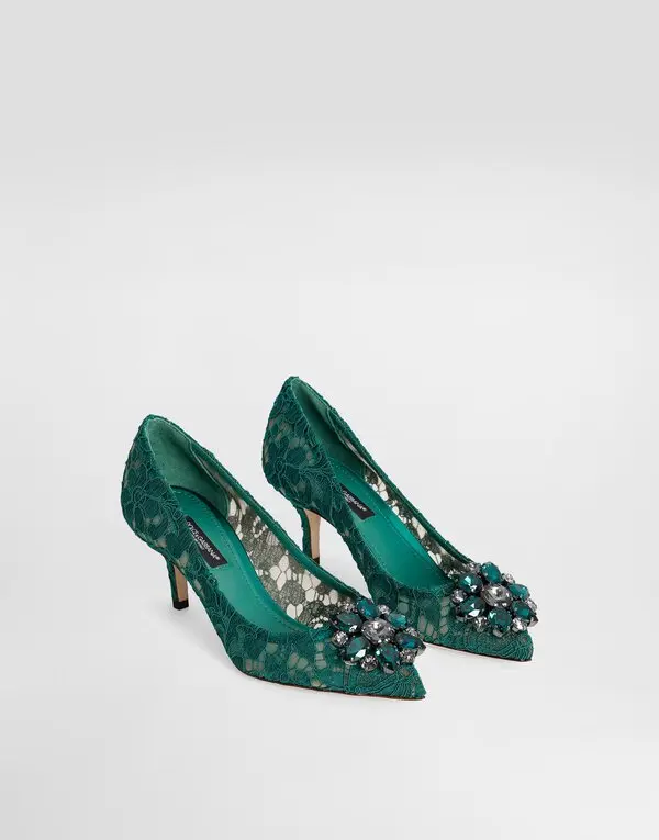 Dolce & Gabbana Lace Pumps With Brooch Detailing - Green