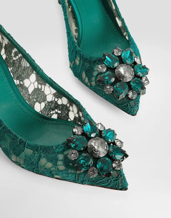 Dolce & Gabbana Lace Pumps With Brooch Detailing - Green