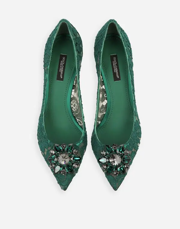 Dolce & Gabbana Lace Pumps With Brooch Detailing - Green