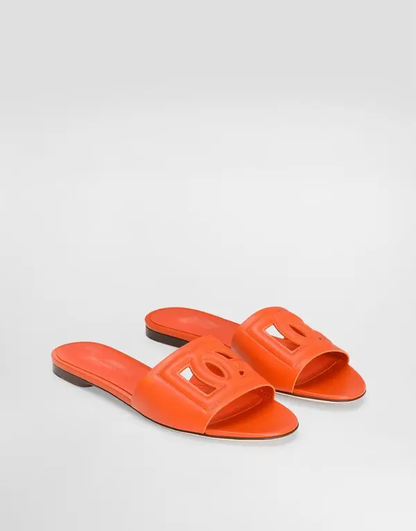 Dolce & Gabbana Calfskin Sliders With Dg Millennials Logo