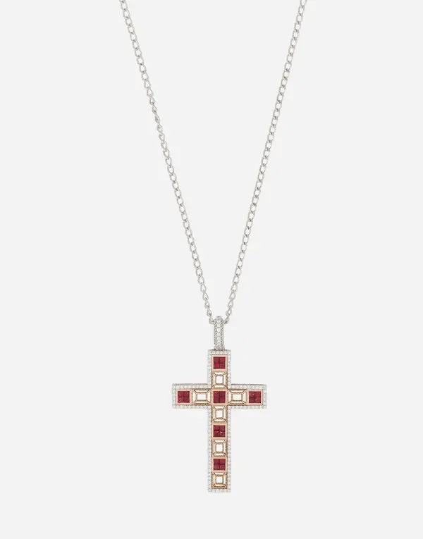 Dolce & Gabbana 18 Kt And White Gold Cross Pendant Necklace