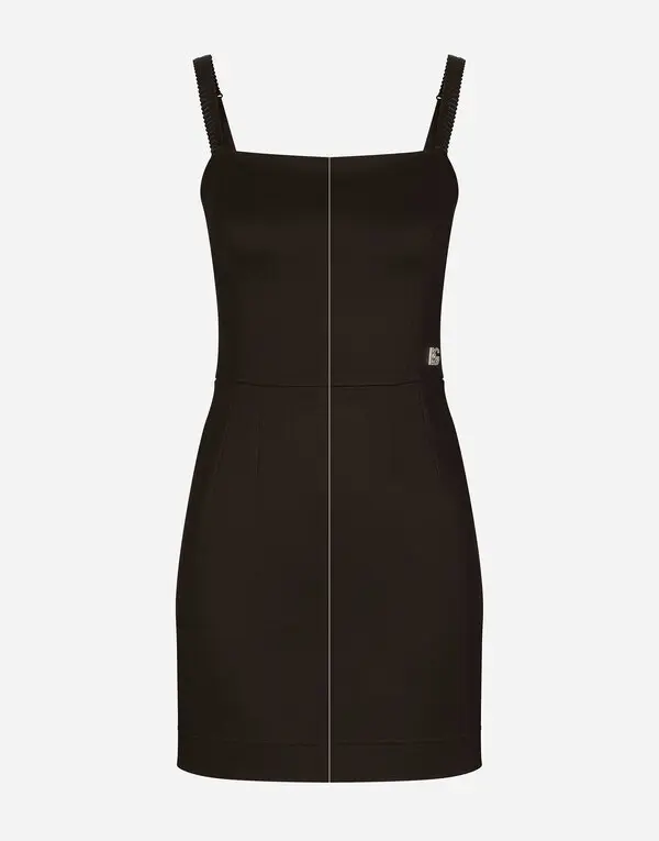 Dolce & Gabbana Short Milano Rib Dress With Dg Logo - Black