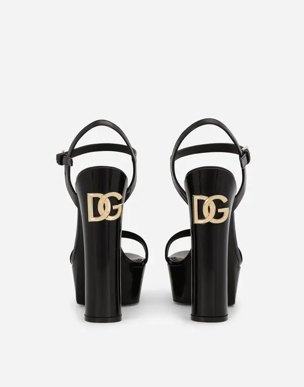 Dolce & Gabbana Polished Calfskin Platform Sandals