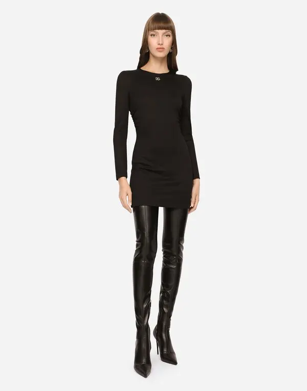 Dolce & Gabbana Milano Rib Knit Long Sleeve Mini Dress