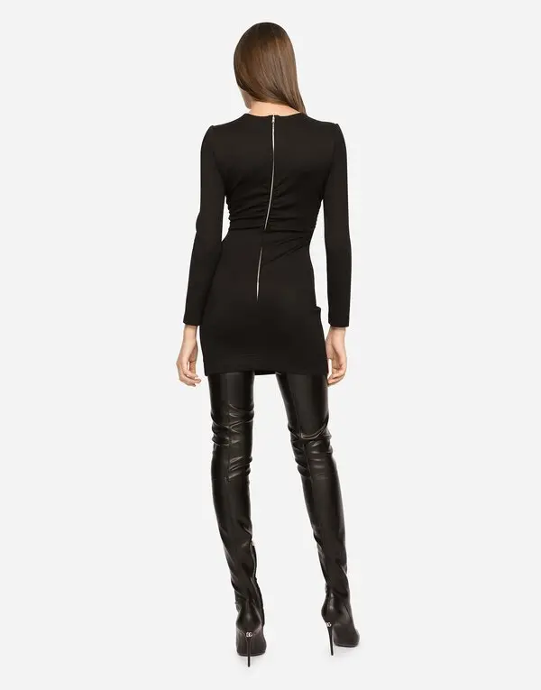 Dolce & Gabbana Milano Rib Knit Long Sleeve Mini Dress
