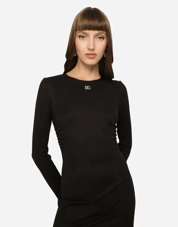 Dolce & Gabbana Milano Rib Knit Long Sleeve Mini Dress
