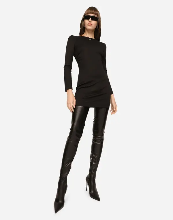 Dolce & Gabbana Milano Rib Knit Long Sleeve Mini Dress