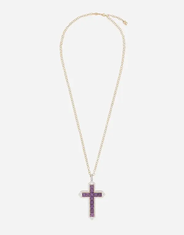 Dolce & Gabbana 18kt Rose And White Gold Pendant Necklace With Amethysts - Yellow