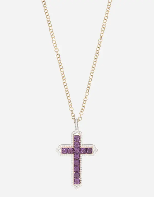 Dolce & Gabbana 18kt Rose And White Gold Pendant Necklace With Amethysts