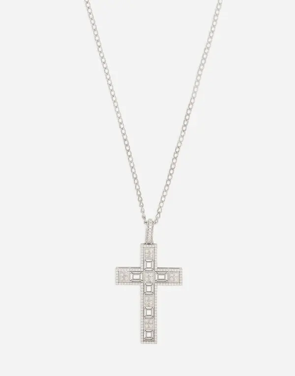 Dolce & Gabbana 18 Kt Gold Diamond Cross Pendant Necklace