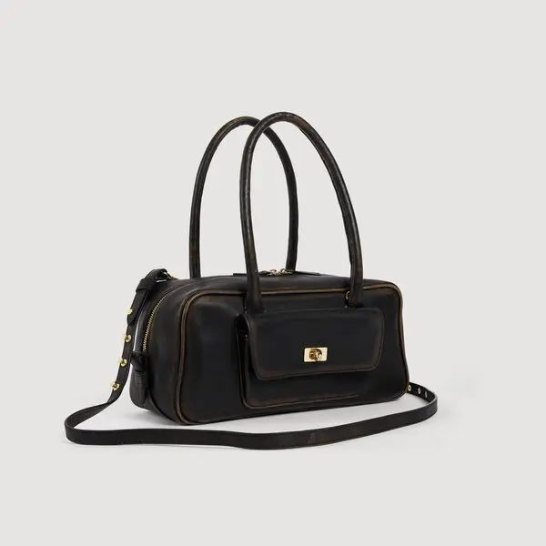 Sandro Ezmehralda Leather Bowling Bag