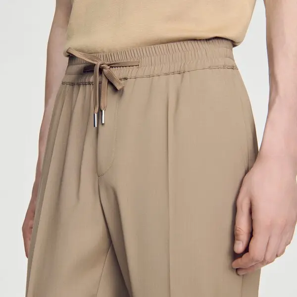 Sandro Elasticated Wool Trousers - Cappucino