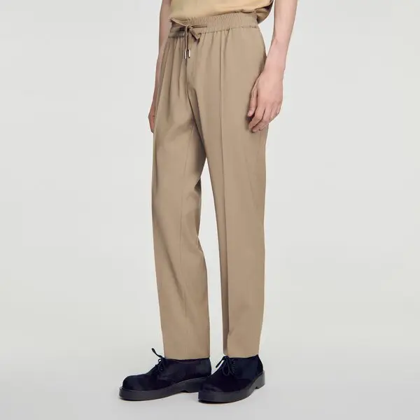 Sandro Elasticated Wool Trousers - Cappucino