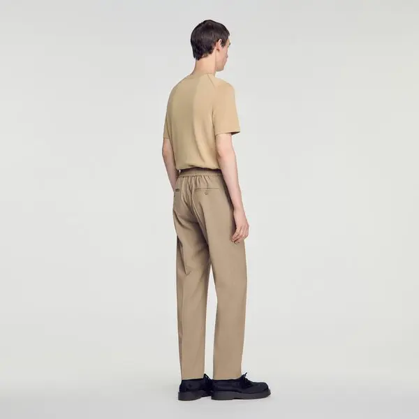 Sandro Elasticated Wool Trousers - Cappucino