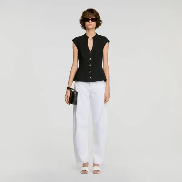 Sandro Buttoned Peplum Top