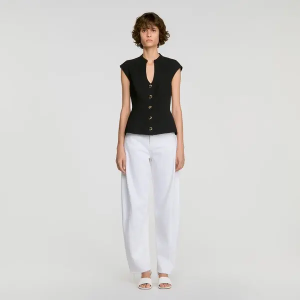 Sandro Buttoned Peplum Top