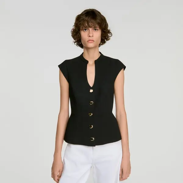 Sandro Buttoned Peplum Top