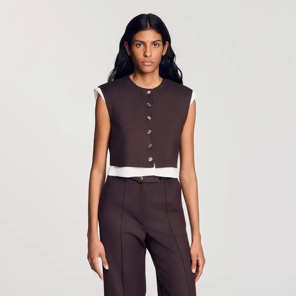 Sandro 2-in-1 Wool Crop Top