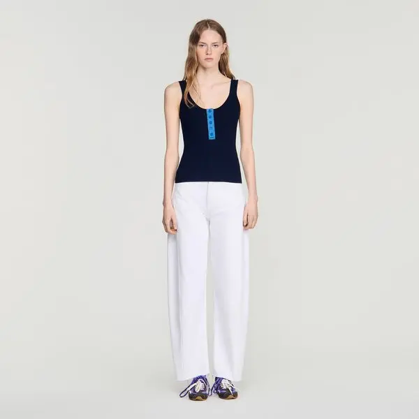 Sandro Contrast Button Vest Top