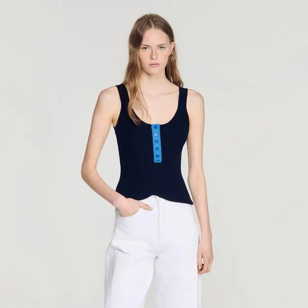 Sandro Contrast Button Vest Top