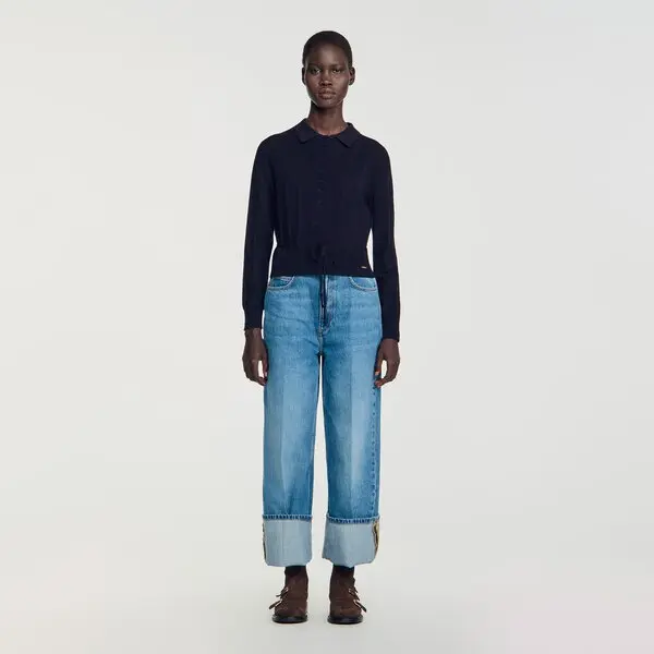 Sandro Pointelle Knit Cardigan