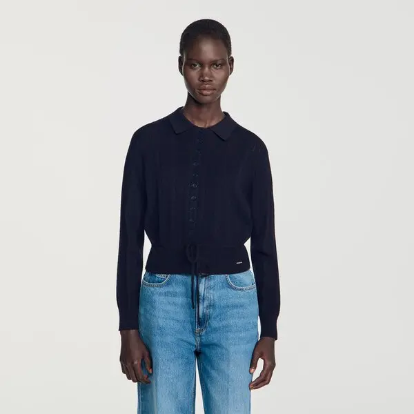 Sandro Pointelle Knit Cardigan
