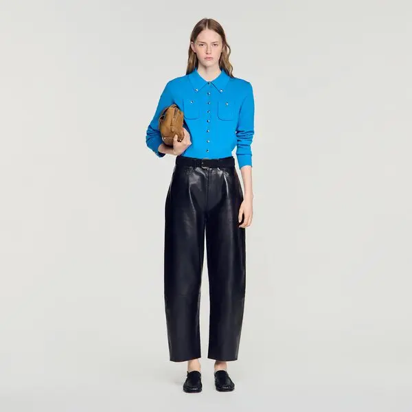 Sandro Cardigan With Metal Buttons - Blue
