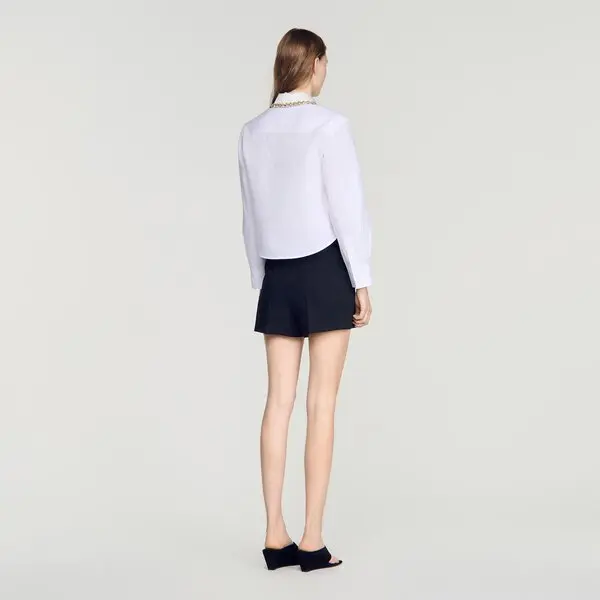 Sandro Cropped Jewel Collar Shirt