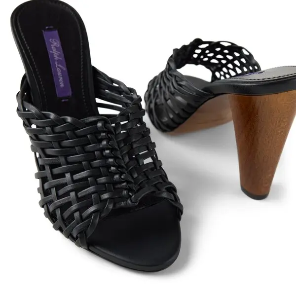 Ralph Lauren Adela 95 Mm Woven Lambskin Mule