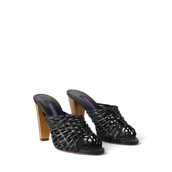 Ralph Lauren Adela 95 Mm Woven Lambskin Mule