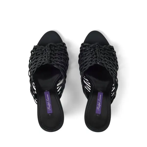 Ralph Lauren Adela 95 Mm Woven Lambskin Mule