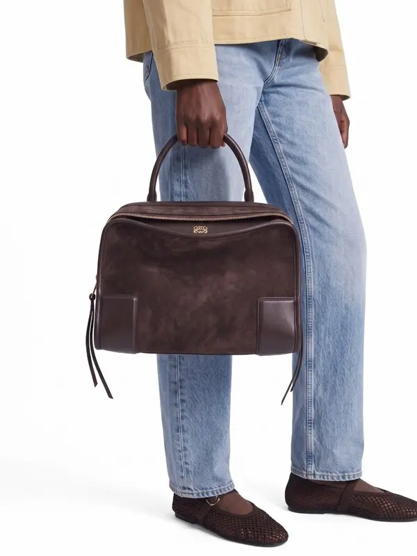 Loewe Amazona 180 Medium Suede Bag - Brown