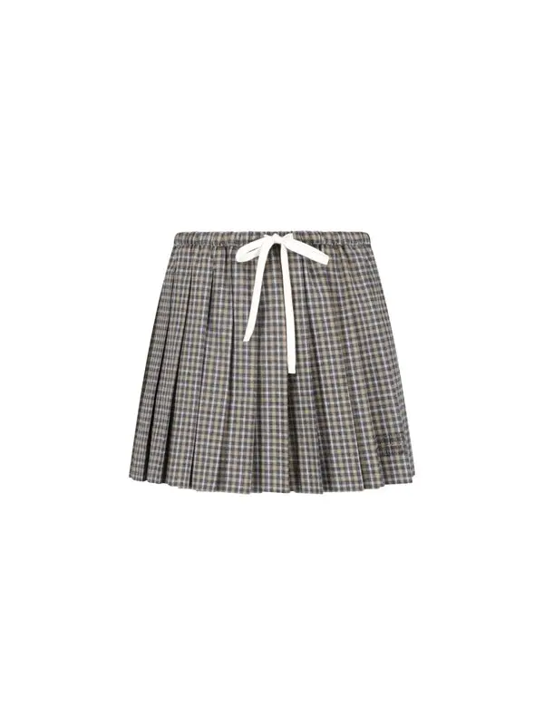 Miu Miu Mini Tartan Skirt - Gray