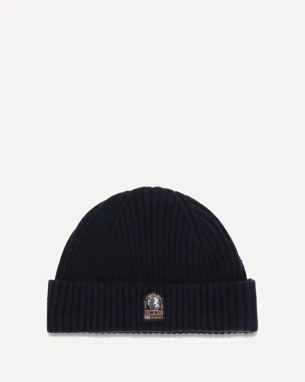 PARAJUMPERS Ribbed Knit Beanie With Logo - Blue