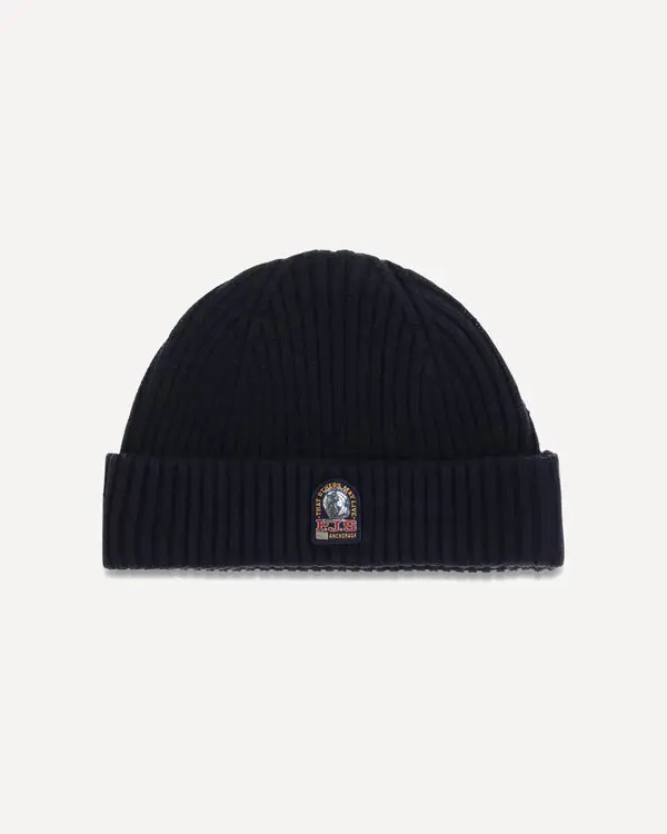 PARAJUMPERS Ribbed Knit Beanie With Logo - Blue