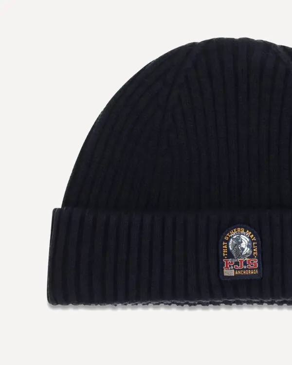 PARAJUMPERS Ribbed Knit Beanie With Logo - Blue
