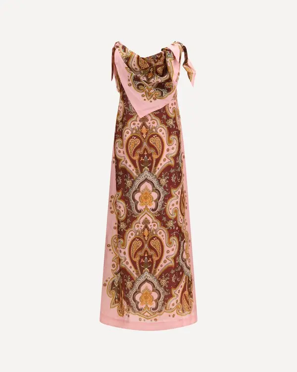 ALEMAIS Porter Linen-blend Maxi Dress With Bandana Detail - Multicolour