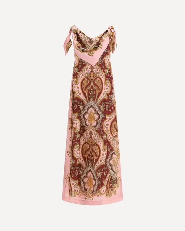 ALEMAIS Porter Linen-blend Maxi Dress With Bandana Detail - Multicolour