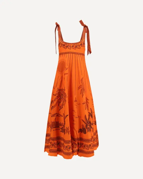 ALEMAIS Boathouse Printed Linen Midi Dress
