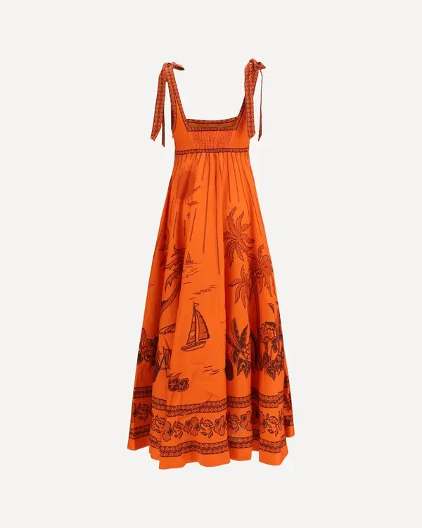 ALEMAIS Boathouse Printed Linen Midi Dress