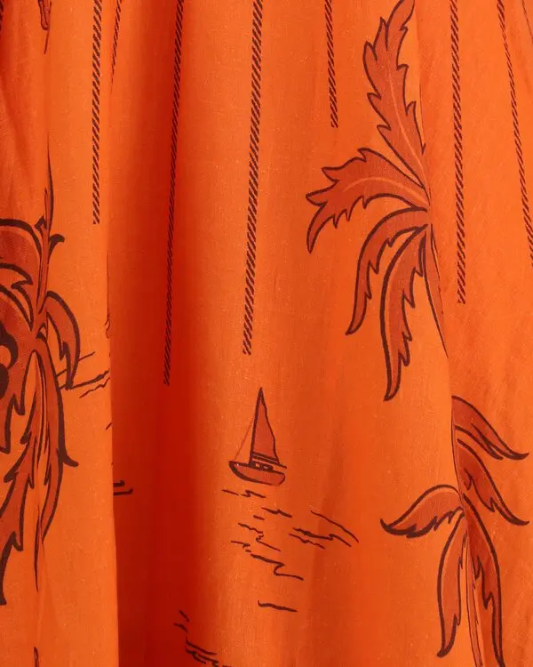 ALEMAIS Boathouse Printed Linen Midi Dress